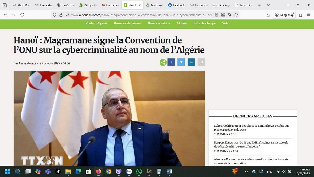 Lào và Algeria ký Công ước Hà Nội chống tội phạm mạng toàn cầu | Vietnam+ (VietnamPlus)