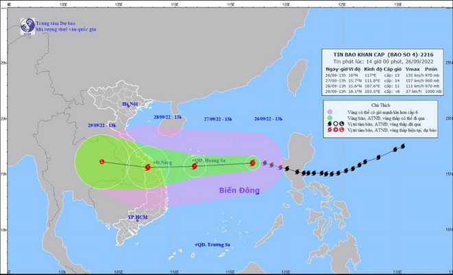 Bão số 4-Noru giật cấp 15 cách quần đảo Hoàng Sa 580km về phía Đông | Vietnam+ (VietnamPlus)