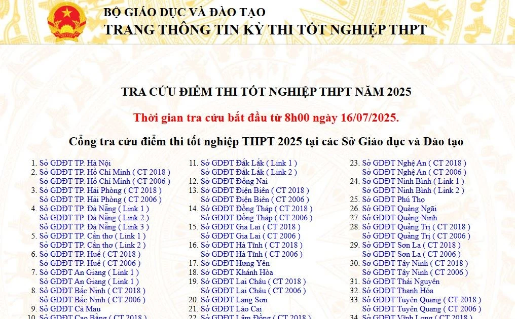 Tra cứu điểm thi tốt nghiệp THPT 2025 chính thức ngày 16/7