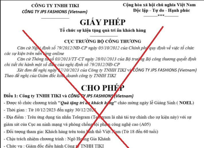 Bộ Công Thương cảnh báo giả mạo Giấy phép tổ chức tặng quà tri ân khách ...