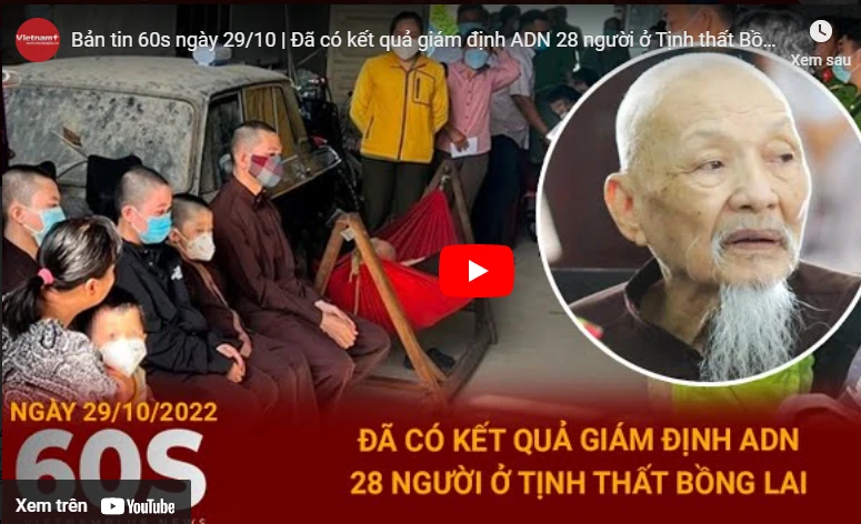 Bản tin 60s: Đã có kết quả giám định ADN 28 người ở Tịnh thất Bồng Lai | Vietnam+ (VietnamPlus)