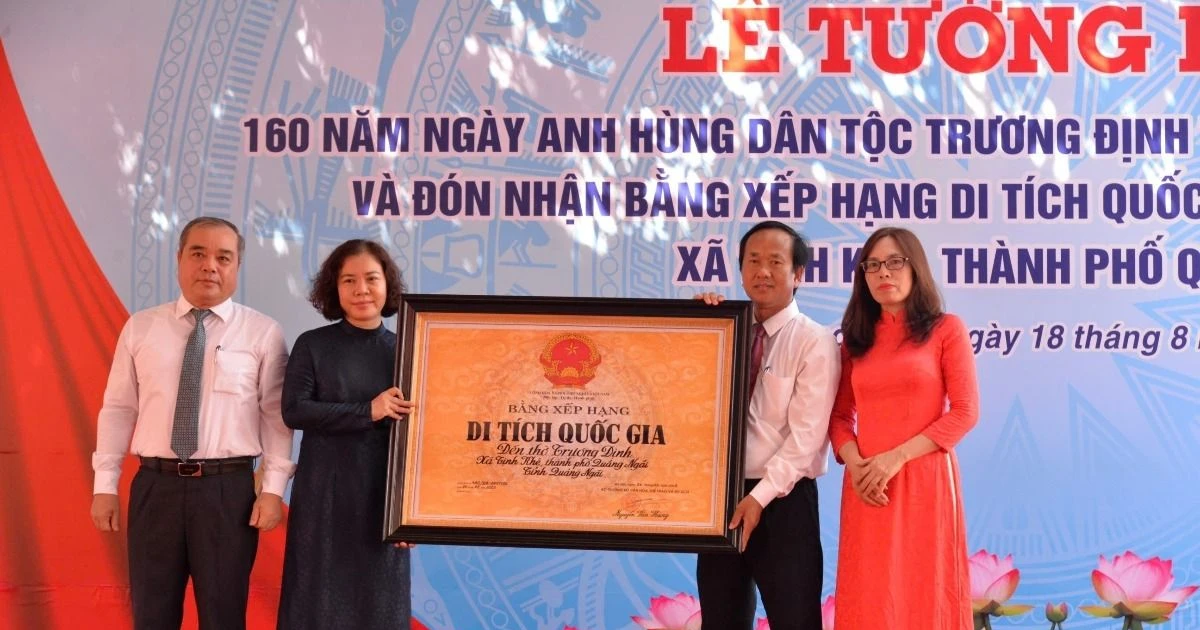 Quảng Ngãi đón nhận Bằng xếp hạng Di tích Quốc gia Đền thờ Trương Định ...