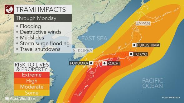 Bão Trami tràn vào Nhật Bản gây mất điện, đình trệ giao thông ...